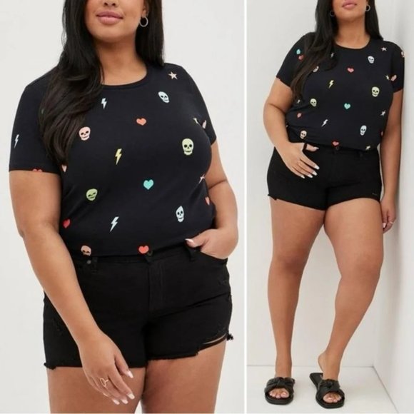 torrid | Tops | Torrid Super Soft Knits Black Heart Skull Star Bolt ...